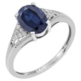 14k Solid White Gold Oval Natural Sapphire and Natural Diamond Vintage ...