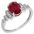 14k Solid White Gold Vintage Style Oval Created Ruby and Natural ...