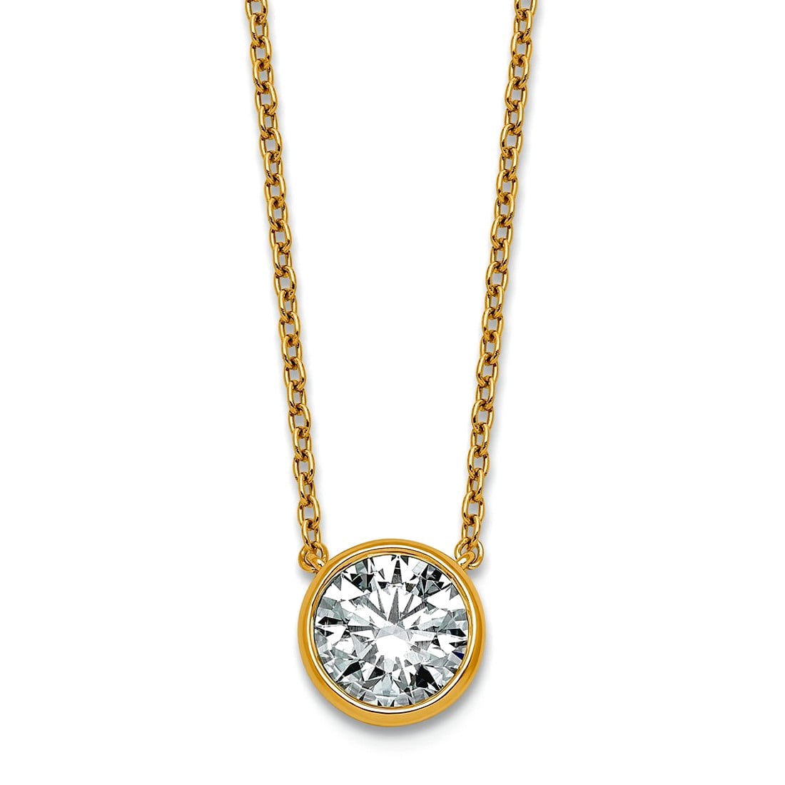 14k Solid Yellow Gold 1 1/2ct Cert Lab Grown Diamond VS+ F+ Bezel Set ...