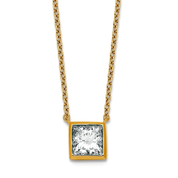 14k Solid Yellow Gold 1 1/2ct Cert Lab Grown Diamond VS+ F+ Princess ...