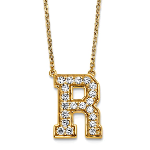14k Solid Yellow Gold 1/2ct Lab Grown Diamond VS+ F+ Letter R 18 Inch ...