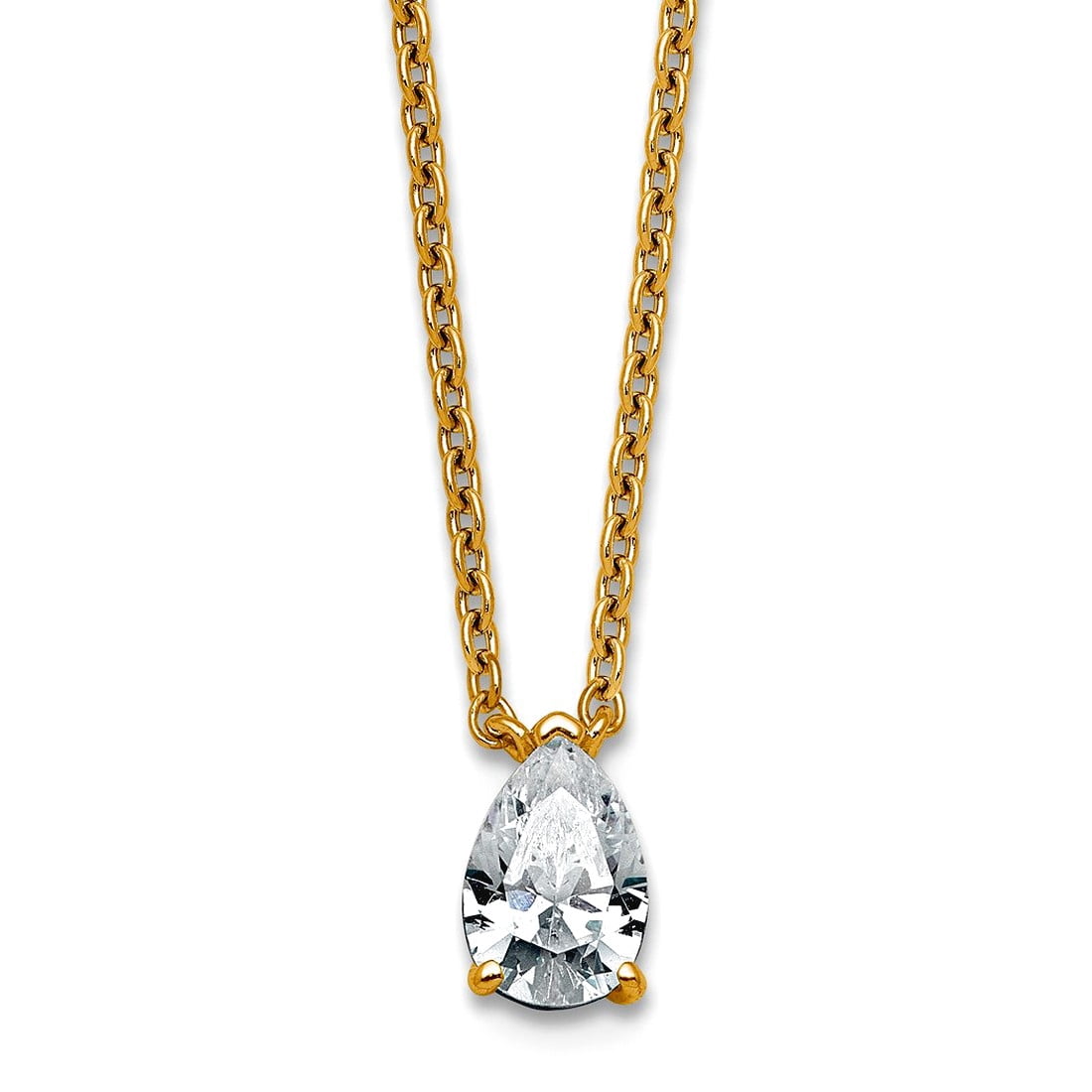 14k Solid Yellow Gold 1/2ct Lab Grown Diamond VS+ F+ Pear 18 Inch ...
