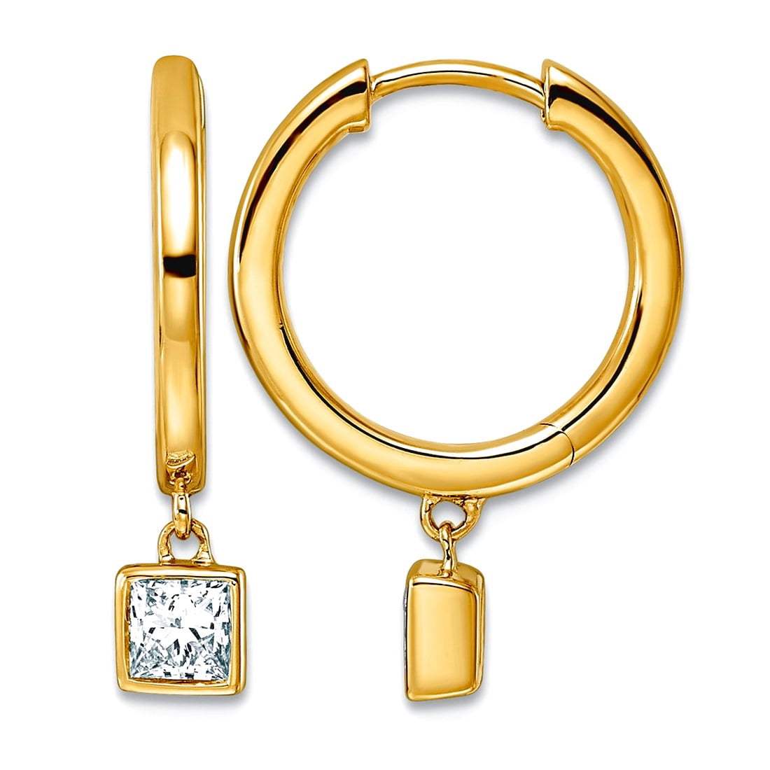 14k Solid Yellow Gold 1/2ct Labgrown Diamond VS+ F+ Dangle Princess ...