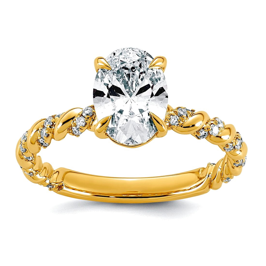 14k Solid Yellow Gold 1 3/4ct Cert Oval Center Lab Grown Diamond VS+ F+ ...