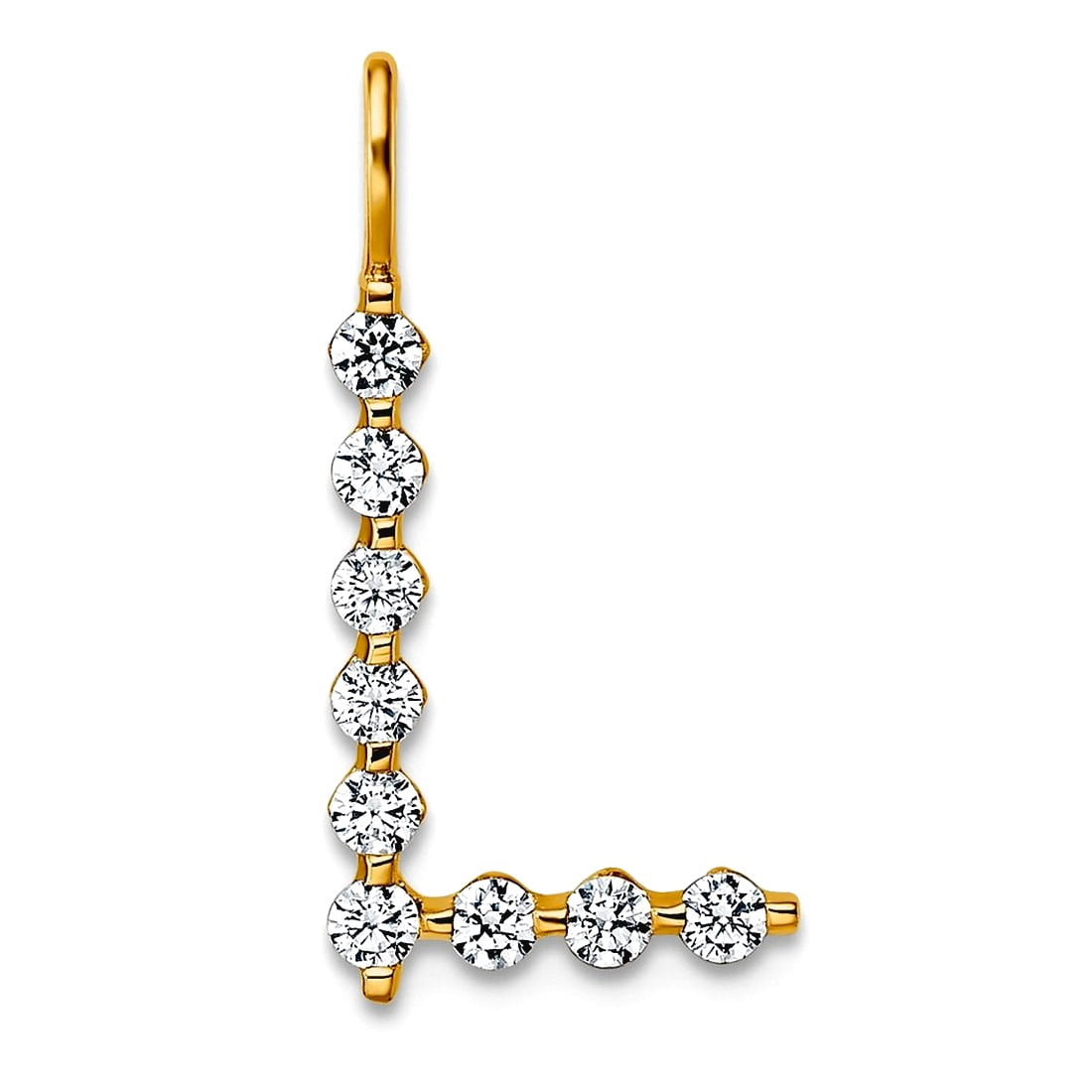 14k Solid Yellow Gold 1/3ct Lab Grown Diamond VS+ F+ Alphabet L Pendant ...