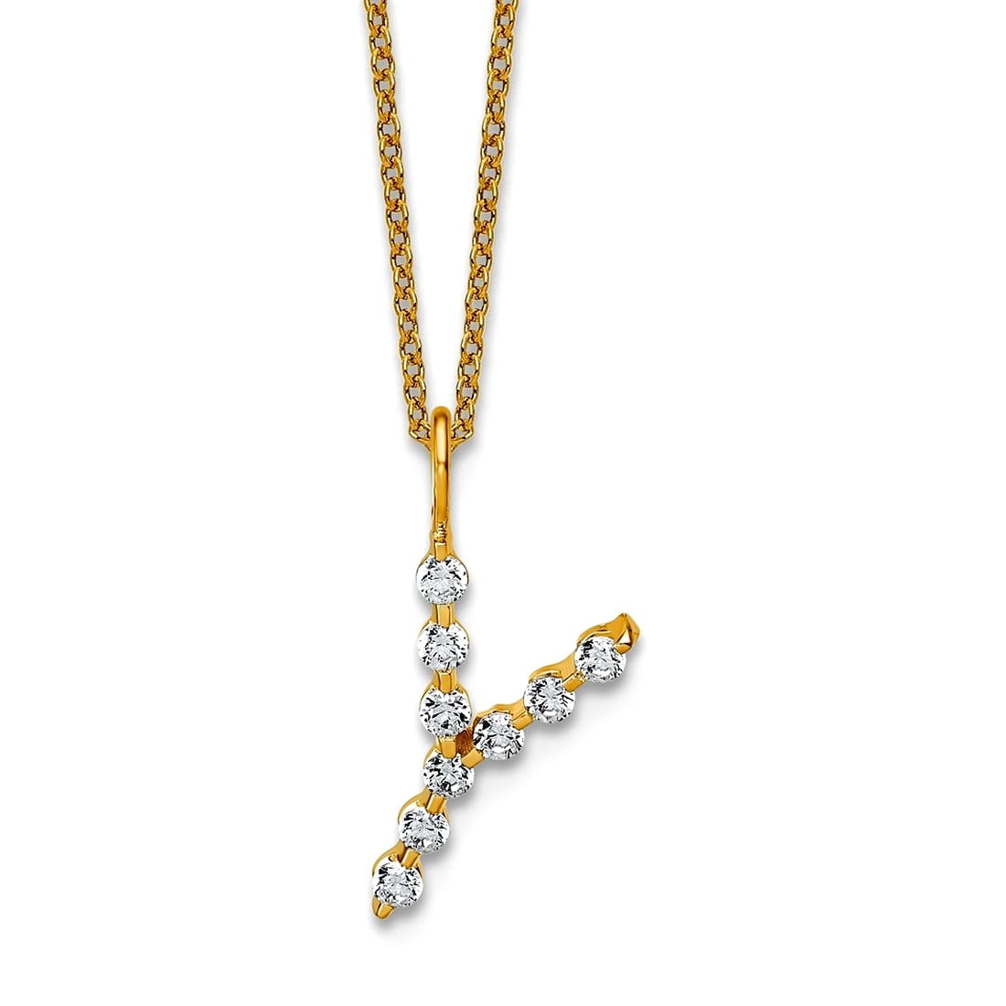 14k Solid Yellow Gold 1/3ct Lab Grown Diamond VS+ F+ Alphabet Y Pendant ...