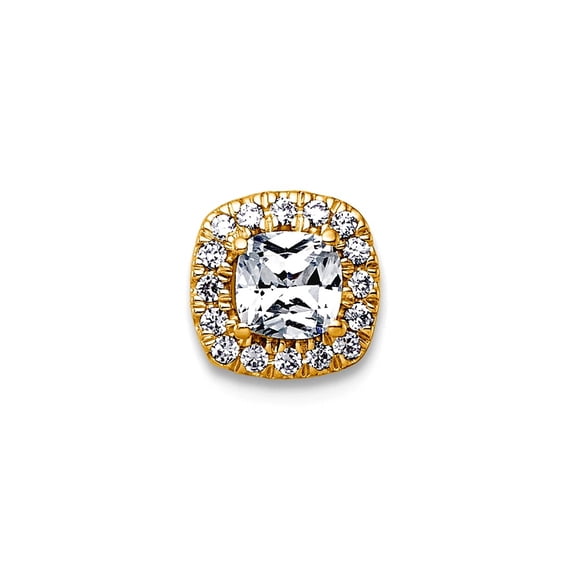 14k Solid Yellow Gold 1/3ct Lab Grown Diamond VS+ F+ Cushion Halo Chain ...