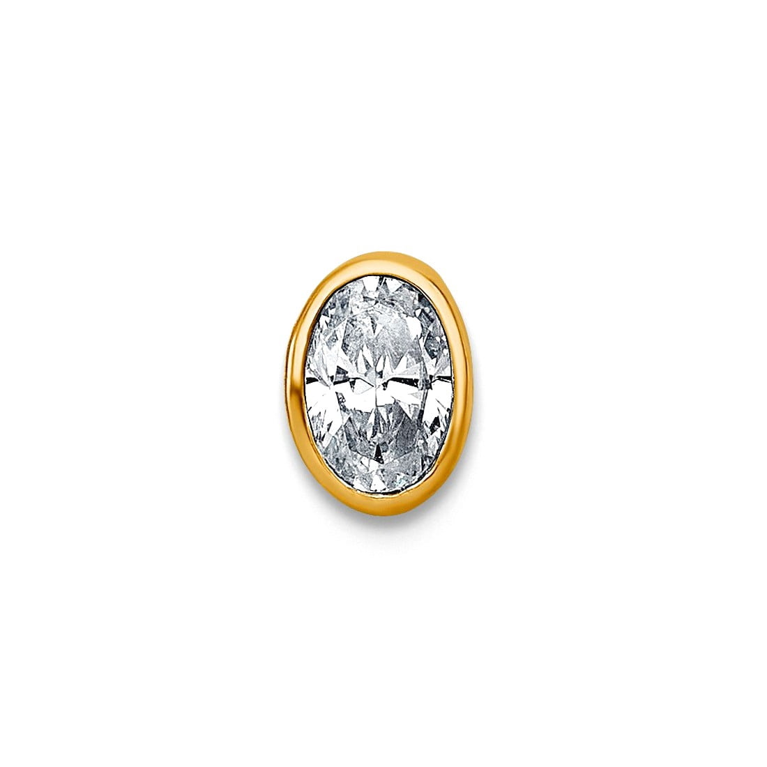 14k Solid Yellow Gold 1/3ct Lab Grown Diamond VS+ F+ Oval Bezel Set ...