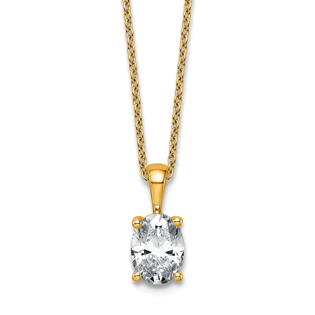 14k Solid Yellow Gold 1ct Cert Lab Grown Diamond VS+ F+ Oval Pendant ...