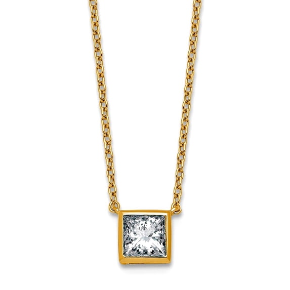 14k Solid Yellow Gold 1ct Cert Lab Grown Diamond VS+ F+ Princess Bezel ...