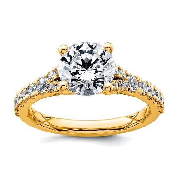 14k Solid Yellow Gold 2 1/2ct Lab Grown Diamond VS+ F+ Round Engagement ...
