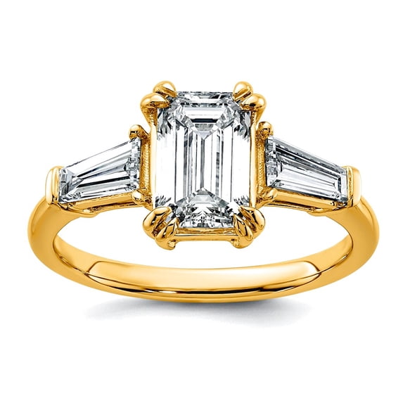 14k Solid Yellow Gold 2 1/5ct Cert Lab Grown Diamond VS+ F+ Emerald and ...