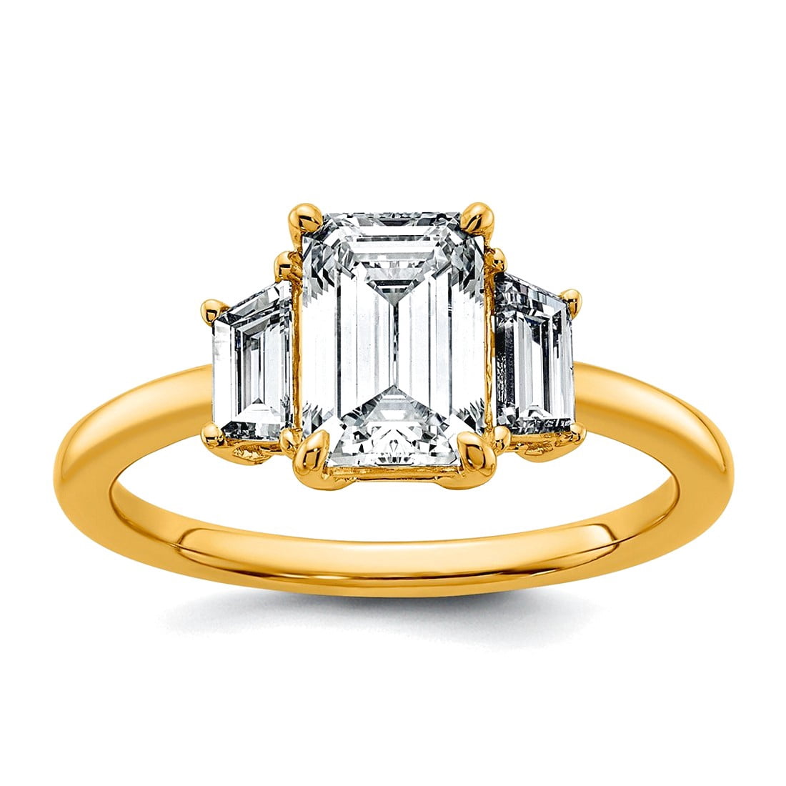 14k Solid Yellow Gold 2ct Cert Lab Grown Diamond VS+ F+ Emerald and ...