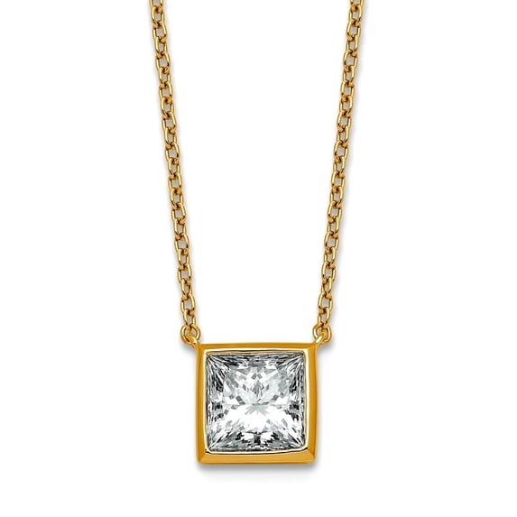14k Solid Yellow Gold 2ct Cert Lab Grown Diamond VS+ F+ Princess Bezel ...
