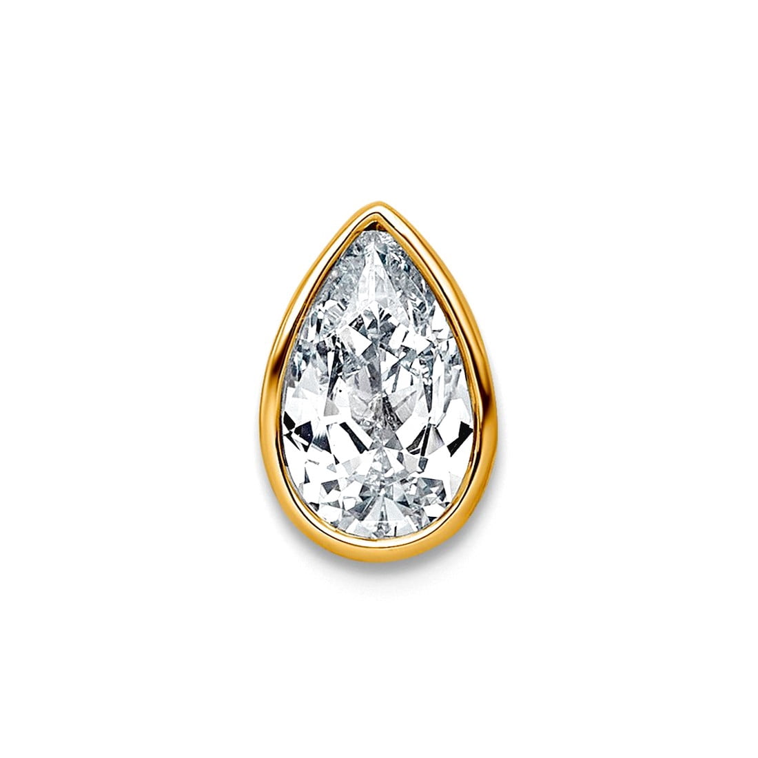 14k Solid Yellow Gold 3/4ct Lab Grown Diamond VS+ F+ Pear Bezel Chain ...