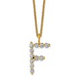 14k Solid Yellow Gold 3/8ct Lab Grown Diamond VS+ F+ Alphabet F Pendant ...