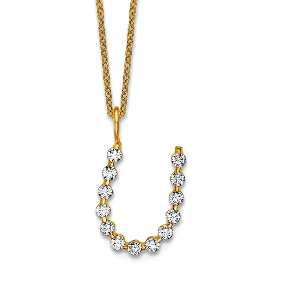 14k Solid Yellow Gold 3/8ct Lab Grown Diamond VS+ F+ Alphabet U Pendant ...