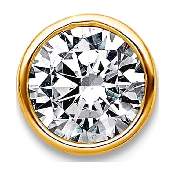14k Solid Yellow Gold 3/8ct Lab Grown Diamond VS+ F+ Round Bezel Set ...