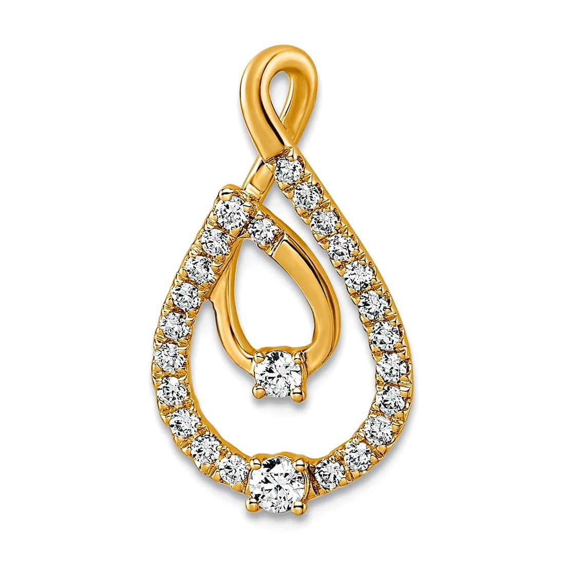 14k Solid Yellow Gold 3/8ct Lab Grown Diamond VS+ F+ Teardrop Chain ...