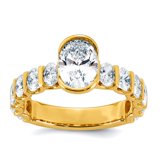 14k Solid Yellow Gold 3ct Cert Oval Center Lab Grown Diamond VS+ F+ ...