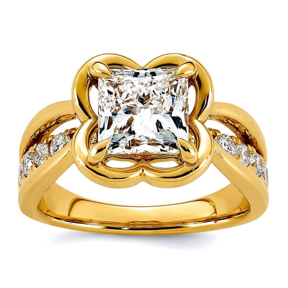 14k Solid Yellow Gold 3ct Cert Princess Lab Grown Diamond VS+ F+ Ring ...