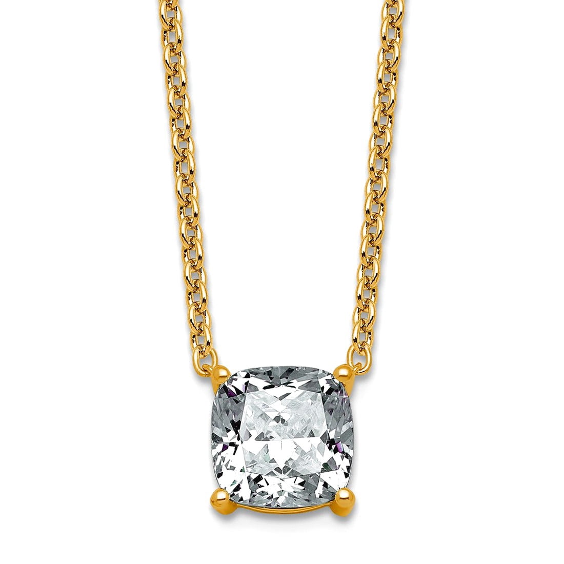 14k Solid Yellow Gold 3ct Lab Grown Diamond VS+ F+ Cushion 18 Inch ...