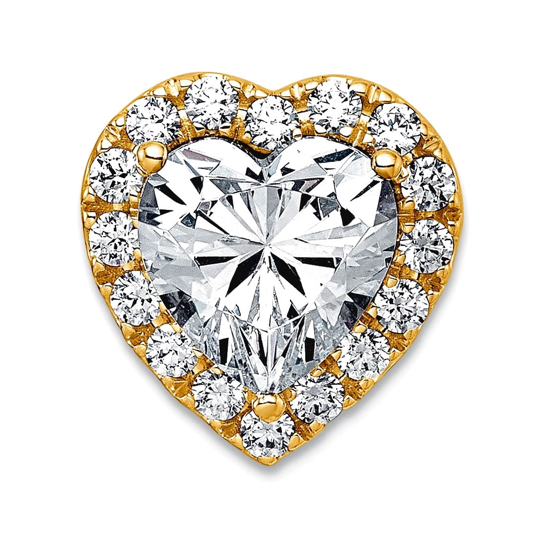 14k Solid Yellow Gold 3ct Lab Grown Diamond VS+ F+ Love Heart Halo ...