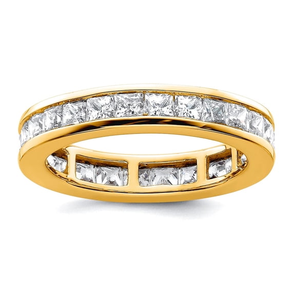 14k Solid Yellow Gold 3ct Lab Grown Diamond VS+ F+ Princess Eternity ...