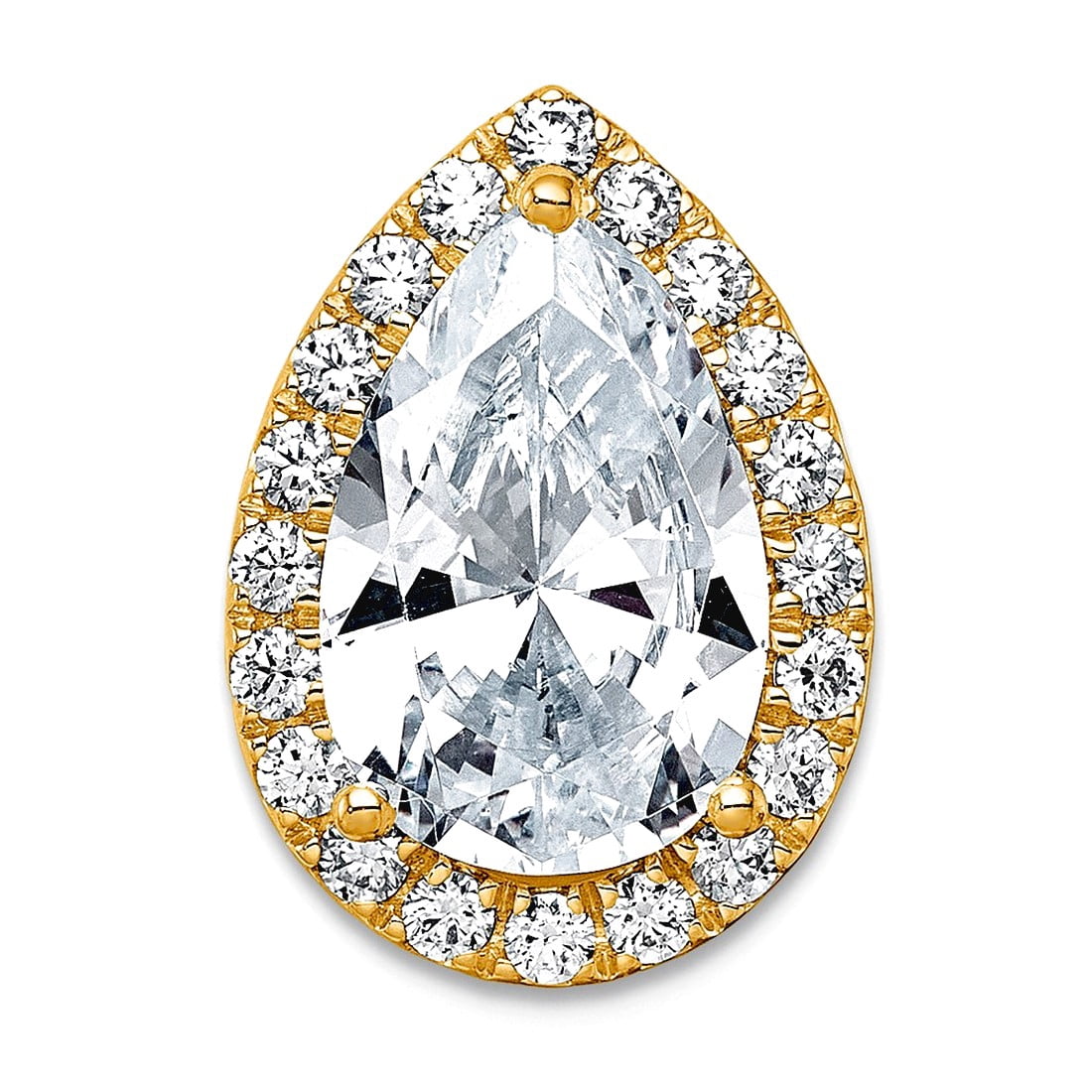14k Solid Yellow Gold 4 1/2ct Lab Grown Diamond VS+ F+ Pear Halo Chain ...