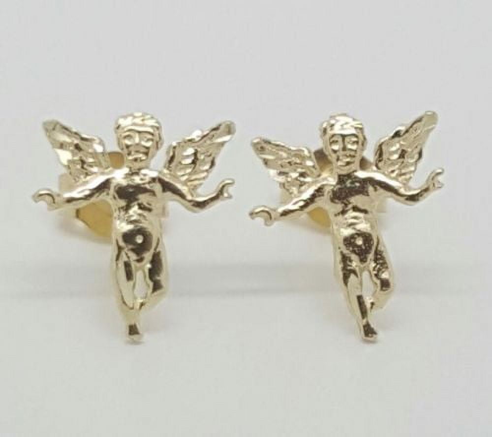 14k Solid Yellow Gold Angel Stud Earrings Women Push Back - Walmart.com