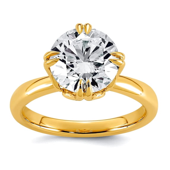 14k Solid Yellow Gold Cert Round Center Lab Grown Diamond VS+ F+ ...