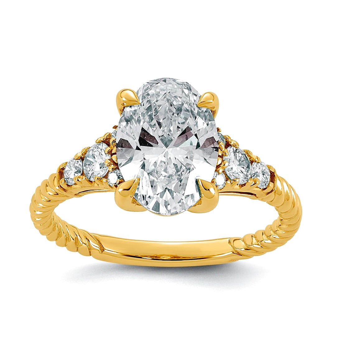 14k Solid Yellow Gold Certified Oval Center Lab Grown Diamond VS+ F+ ...