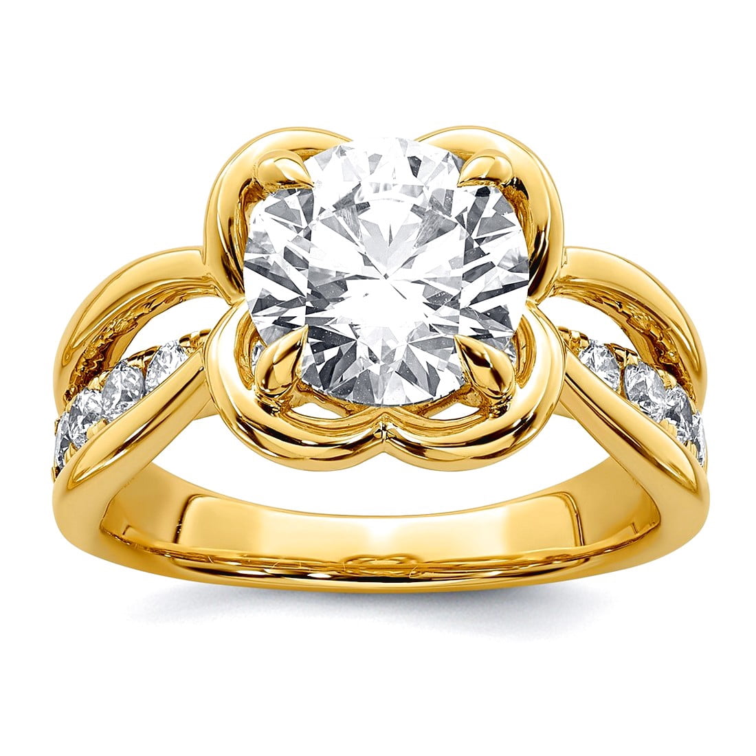 14k Solid Yellow Gold Certified Round Center Lab Grown Diamond VS+ F+ ...