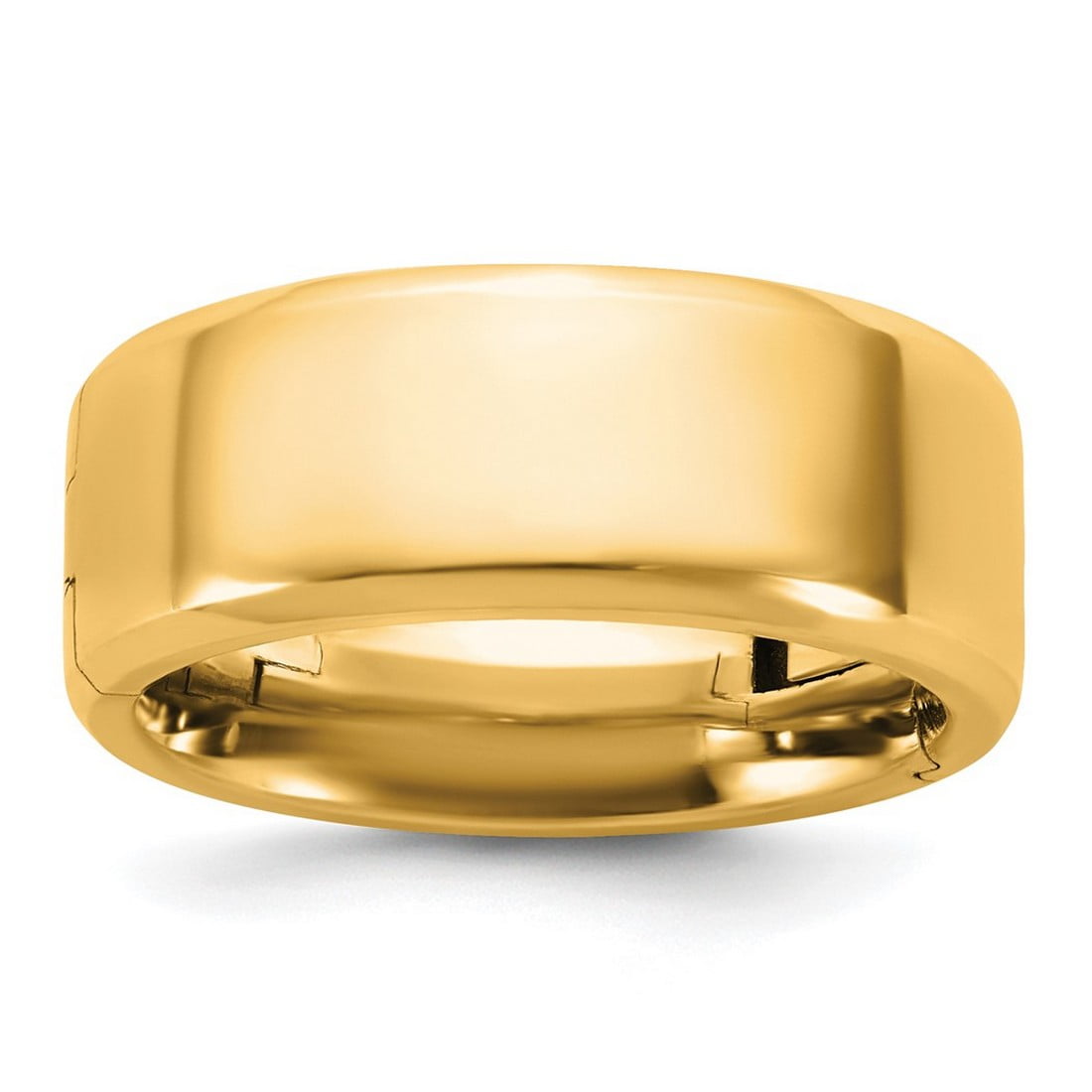 14k Solid Yellow Gold Cliq 8mm Hinged Beveled Edge Wedding Band Size 8. ...