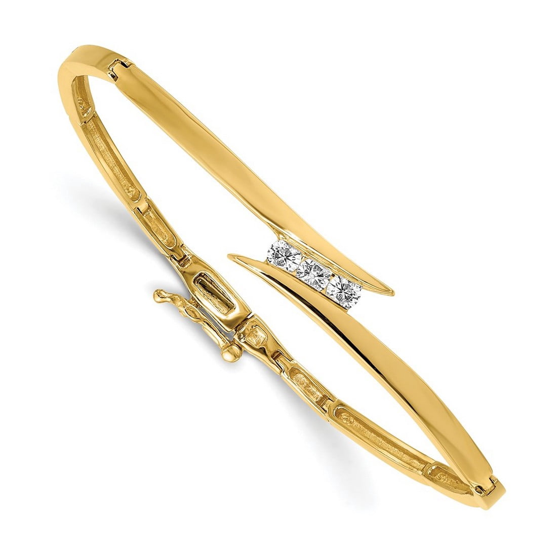14k Solid Yellow Gold Diamond Bangle Bracelet 7mm Wide Cuff Bracelet ...