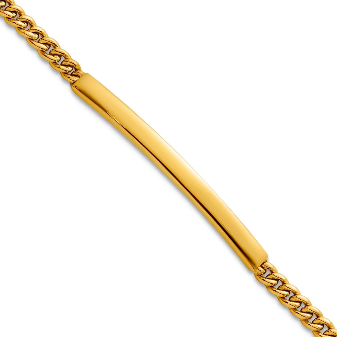 14k Solid Yellow Gold Hollow 3.5mm ID Curb Bracelet 7.5 Inch ...