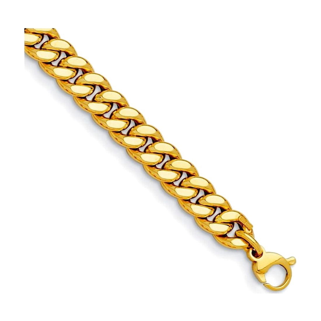 14k Solid Yellow Gold Hollow 8.8mm Curb Bracelet 8 Inch Link Bracelet ...