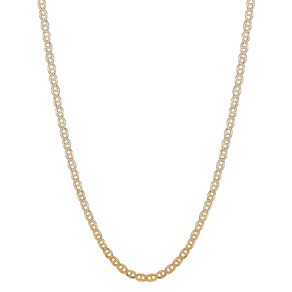 14k Real Solid Yellow Gold Mariner Link Chain Necklace, 18 Inches 3.2mm ...