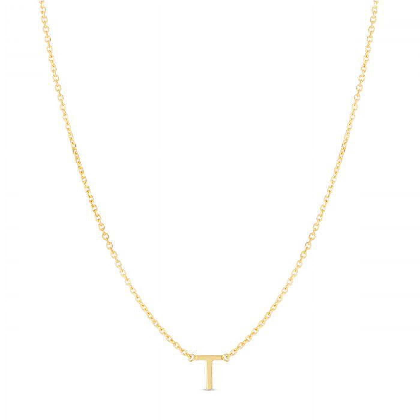 14k Solid Yellow Gold Mini Initial T Necklace with Spring Ring Closure ...