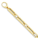 14k Solid Yellow Gold Oval Link Bracelet 8 Inch 9mm Wide Link Bracelet ...