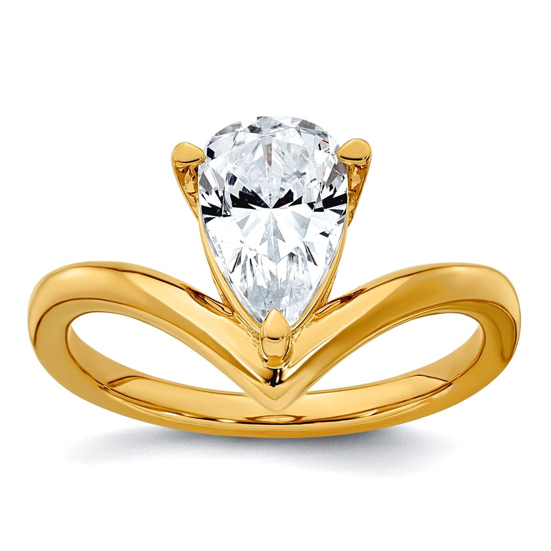14k Solid Yellow Gold Pear Certified Lab Grown VS SI+ G+ Diamond Ring ...