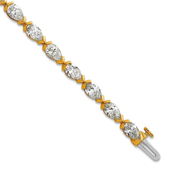14k Solid Yellow Gold Pear Lab Grown Diamond VS+ F+ Half Bezel Set ...