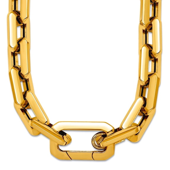 14k Solid Yellow Gold Polished 10.5mm Rectangle Link 18 In Necklace ...