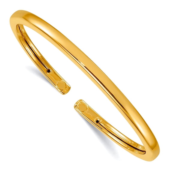 14k Solid Yellow Gold Polished 4.2mm Flexible Cuff Stackable Bangle ...
