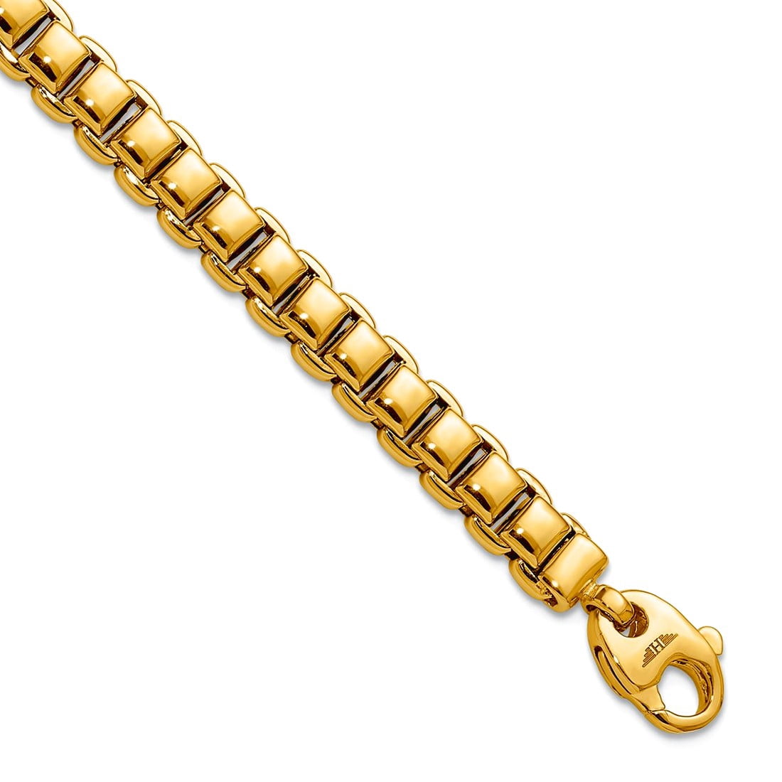 14k Solid Yellow Gold Polished 6.0mm Round Box Bracelet 7.75 Inch Link ...
