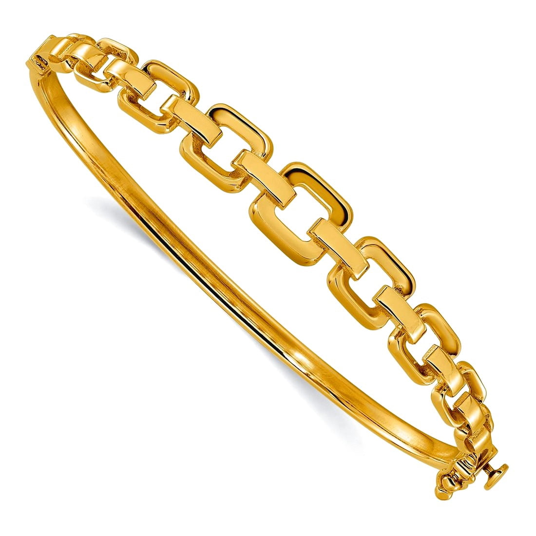14k Solid Yellow Gold Polished Fancy Hinged Bangle Bracelet Cuff ...