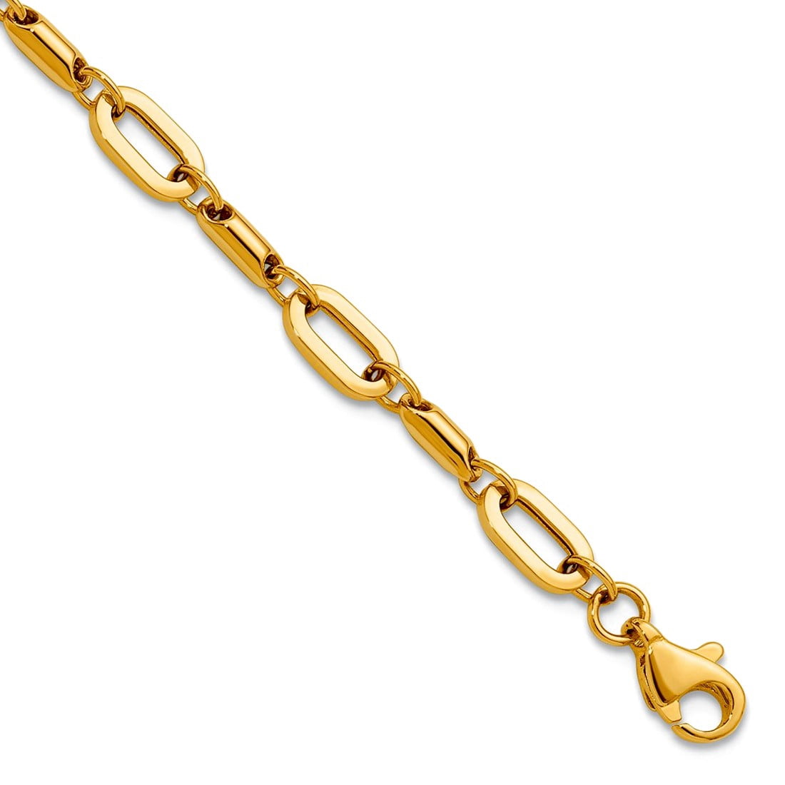 14k Solid Yellow Gold Polished Fancy Link Bracelet 7 Inch Link Bracelet ...