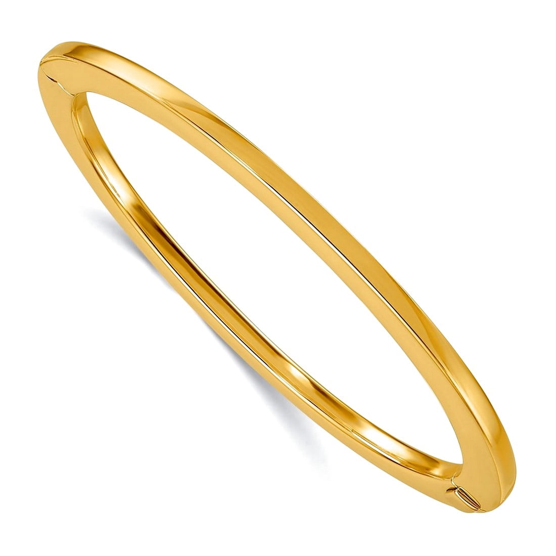 14k Solid Yellow Gold Polished Oval 3.2mm Bangle Bracelet Cuff Bracelet ...