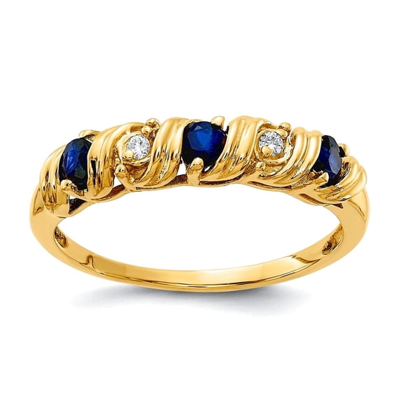 14k Solid Yellow Gold Polished Prong set 2.75mm Sapphire Diamond Ring ...
