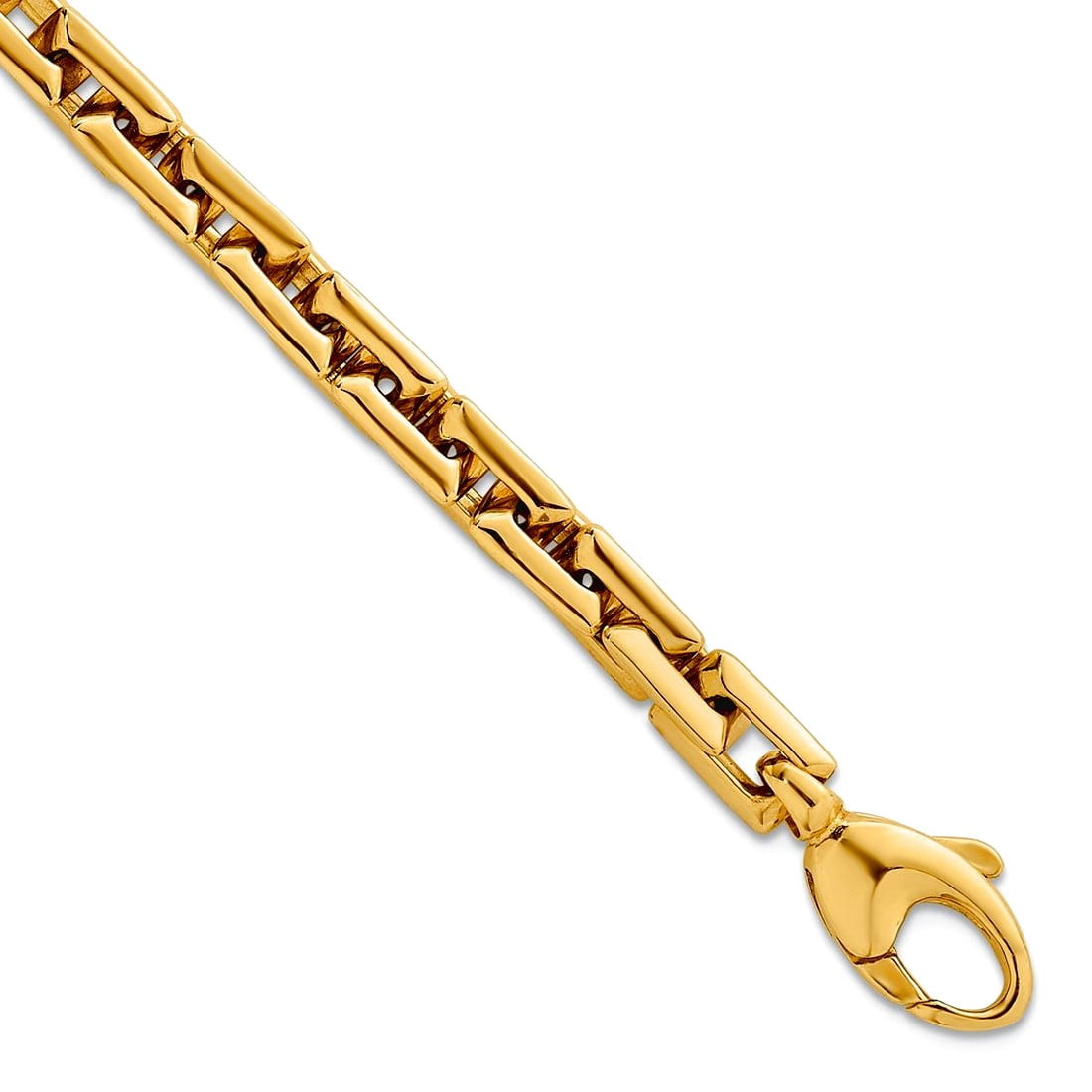 14k Solid Yellow Gold Polished Square Link 6.25mm Bracelet 7.25 Inch ...